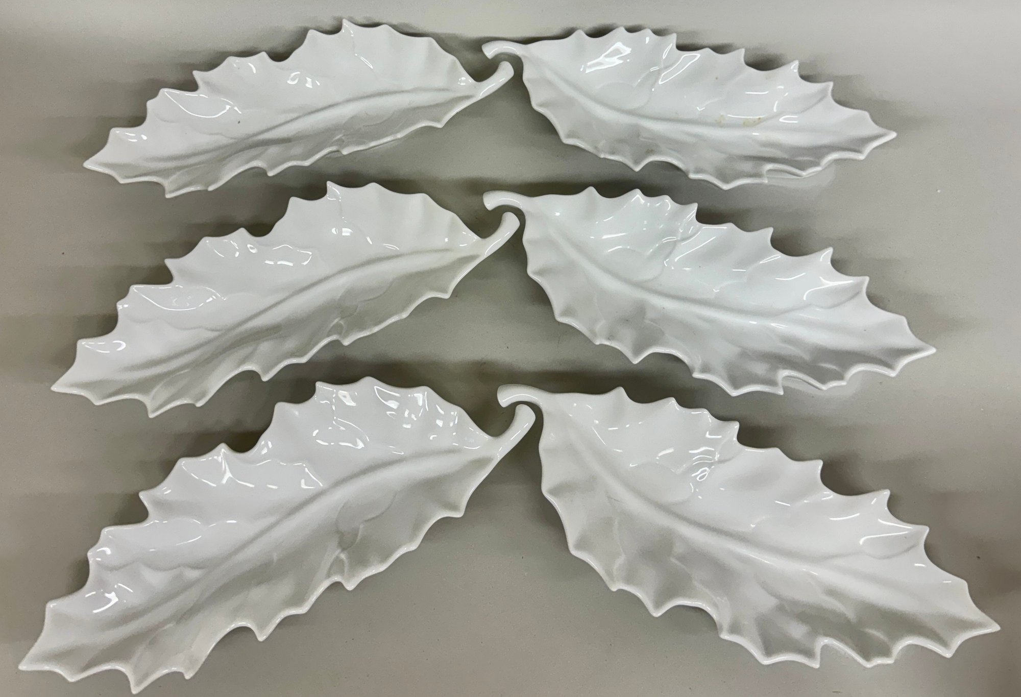 Set Of Six Apilco Classic White Leaf Shaped Dishes Made In France #2812 ...